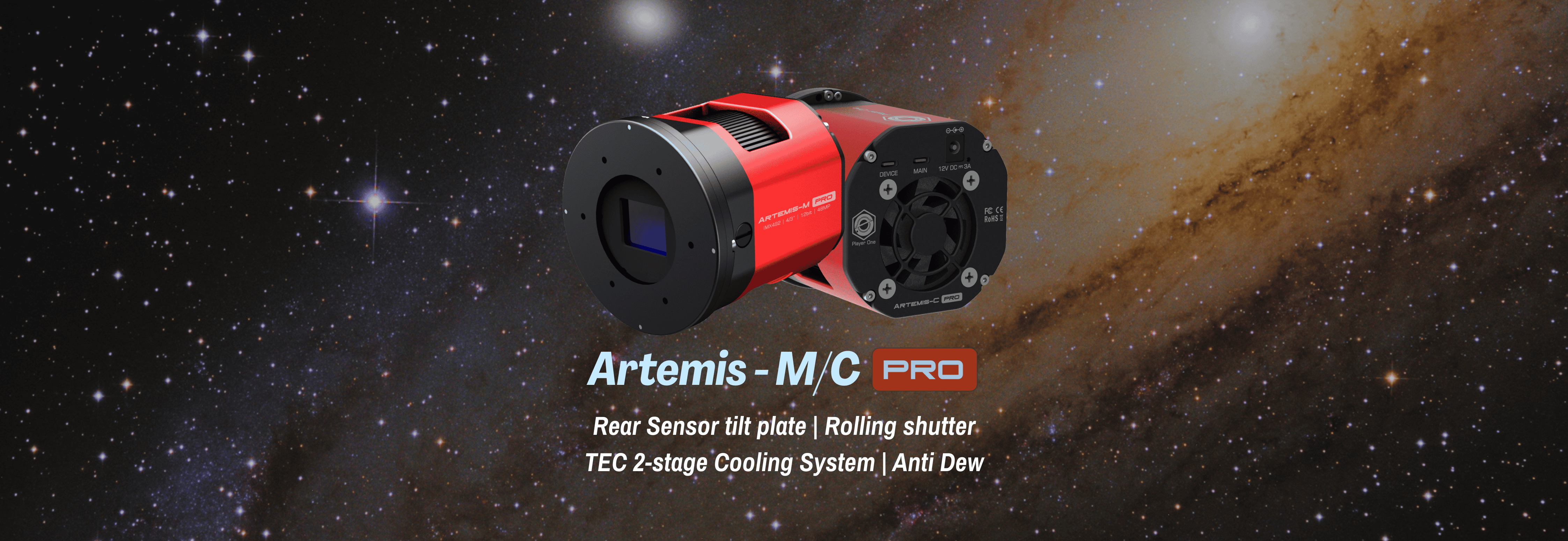 Artemis-C Pro (IMX294) USB3.0 Color Cooled Camera – Player One Astronomy